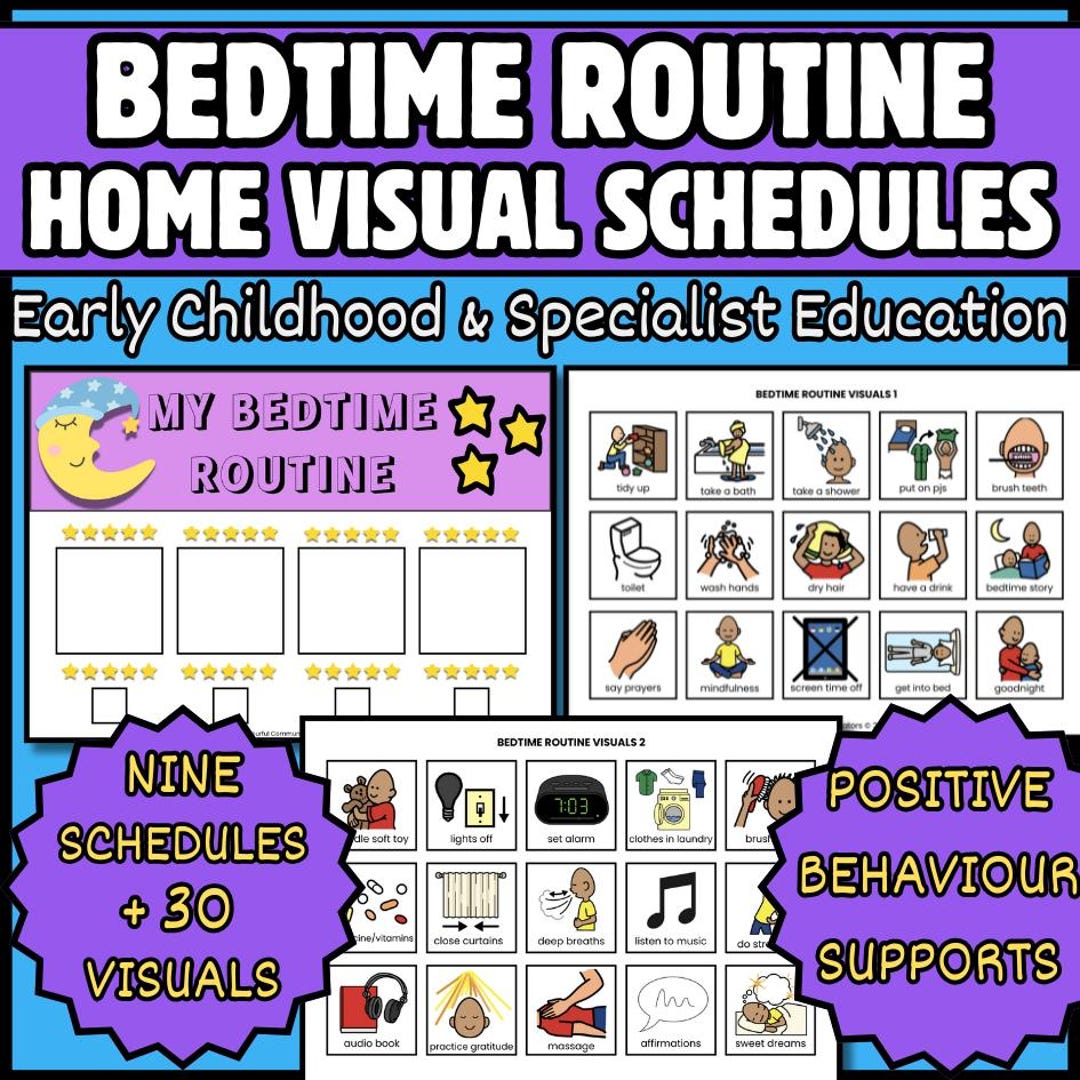 Bedtime Routine Visual Schedule: Autism & Special Needs (digital ...