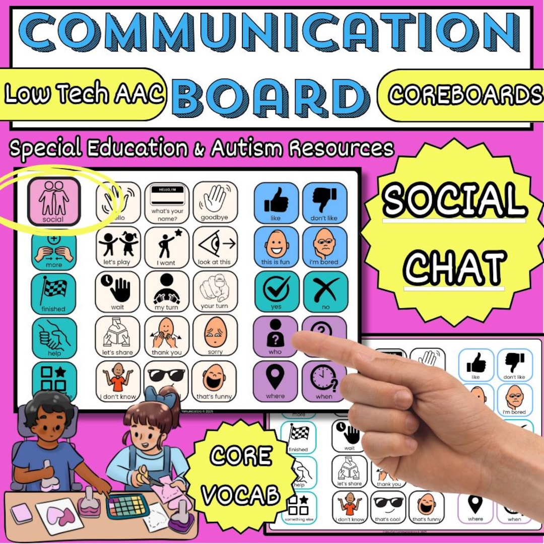 Core Communication Board | AAC Core Vocabulary Activities | Low Tech AAC Board | Special ...