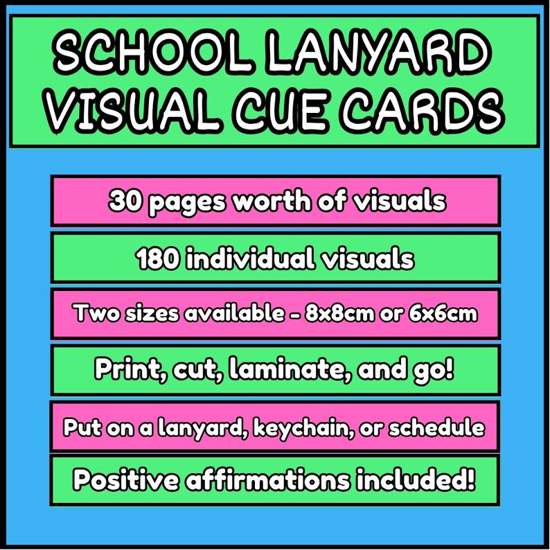 Autism Visual Cue Cards for Teacher Lanyards: Classroom Communication ...