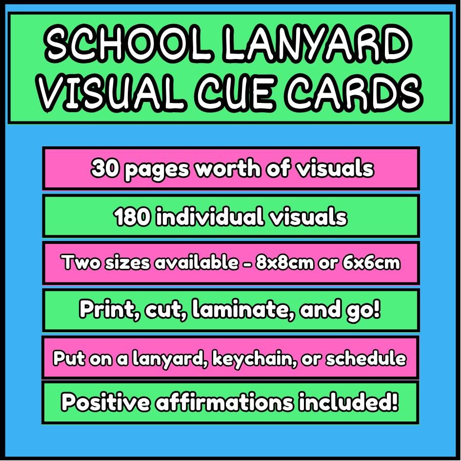 Autism Visual Cue Cards for Teacher Lanyards: Classroom Communication ...