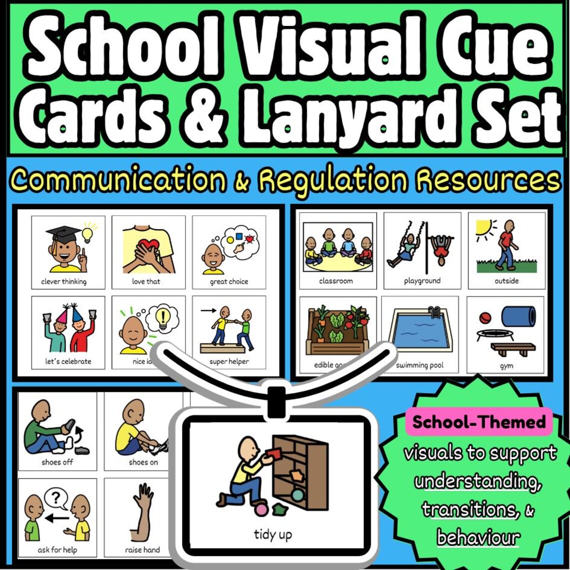 Autism Visual Cue Cards for Teacher Lanyards: Classroom Communication ...