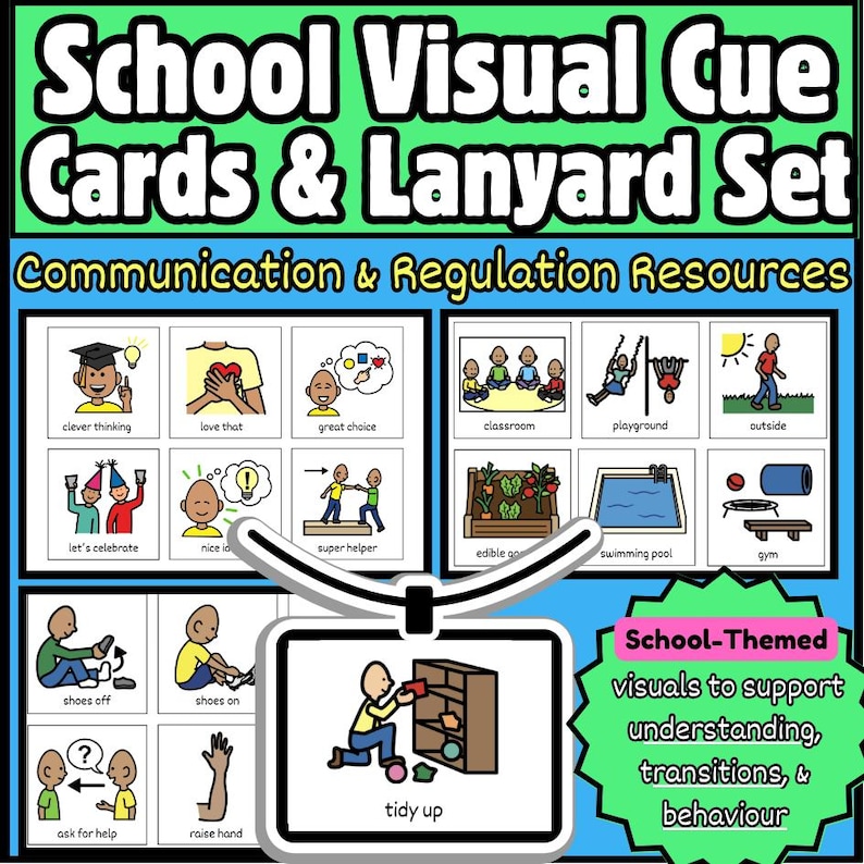 Autism Visual Cue Cards for Teacher Lanyards: Classroom Communication ...