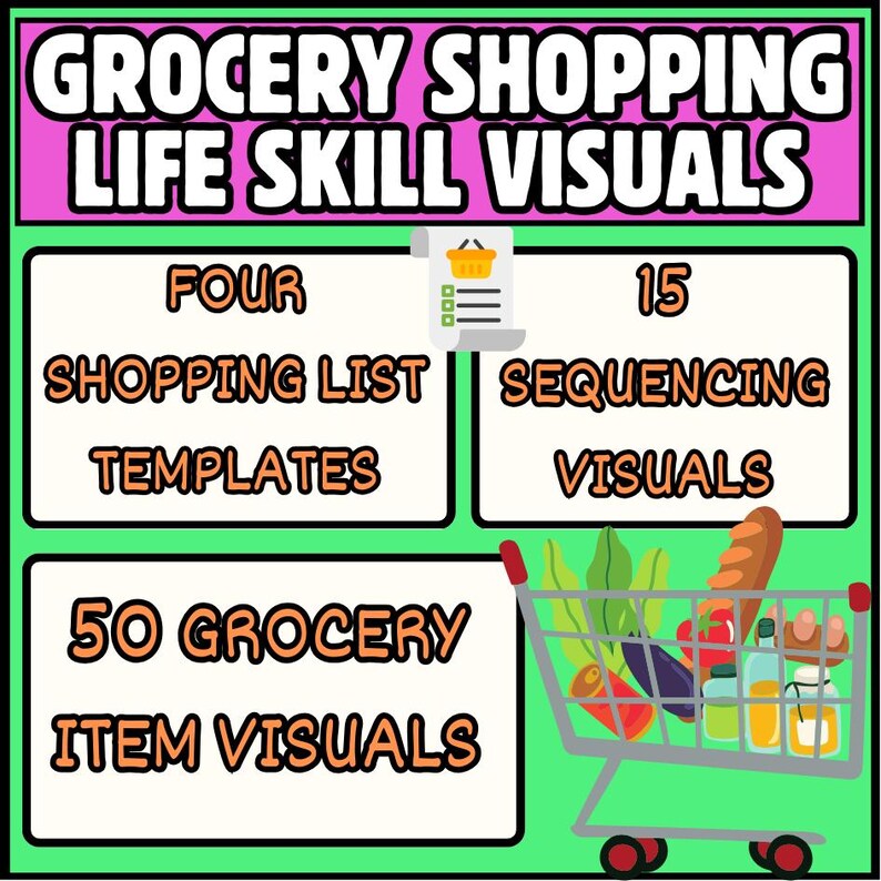 Grocery Shopping Visuals for Life Skills – Special Education, OT, SLP ...