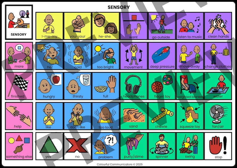 Sensory Communication Board: Autism Visual Supports, Self-regulation ...