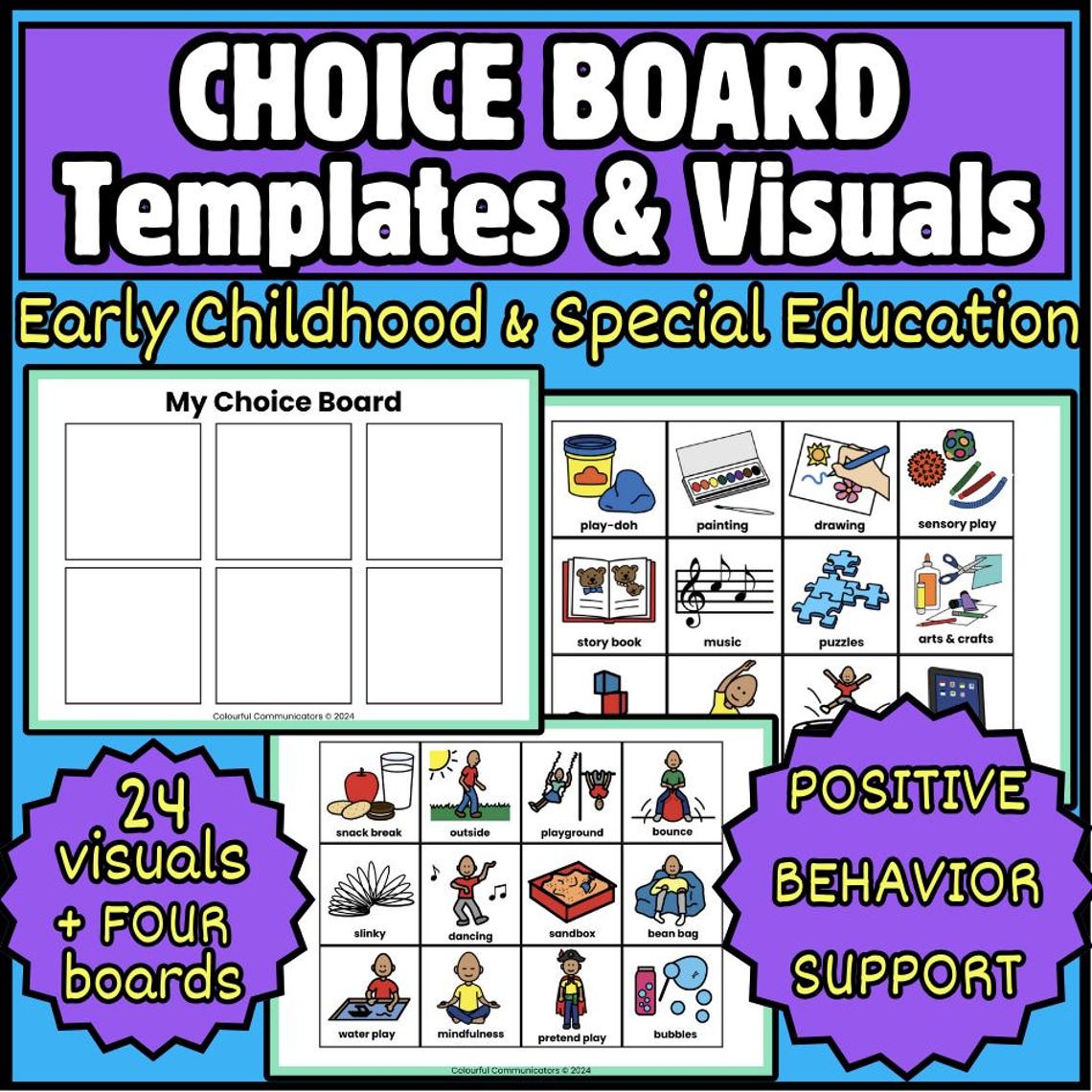 Choice Board Templates & Visuals – Emotional Regulation, Classroom ...
