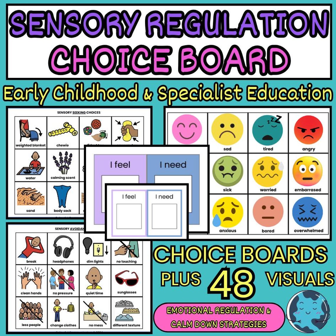 Sensory Regulation Choice Board – Feelings Chart, Emotional Regulation ...