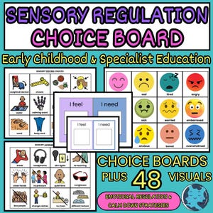 Sensory Regulation Choice Board – Feelings Chart, Emotional Regulation ...