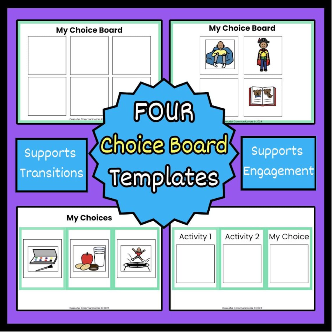 Choice Board Templates & Visuals – Emotional Regulation, Classroom ...
