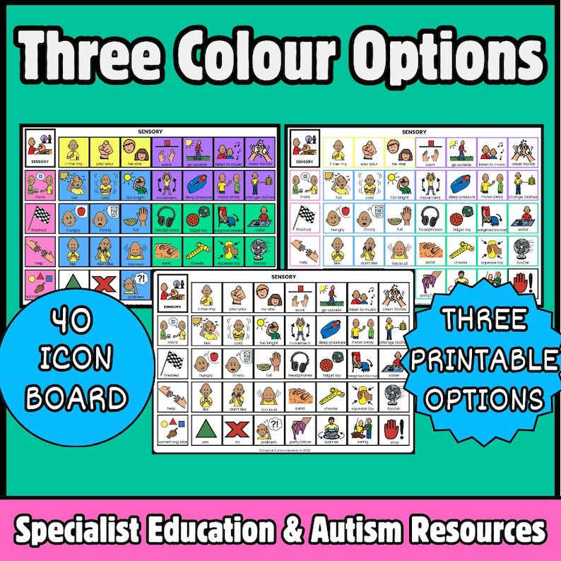 Sensory Communication Board: Autism Visual Supports, Self-regulation ...