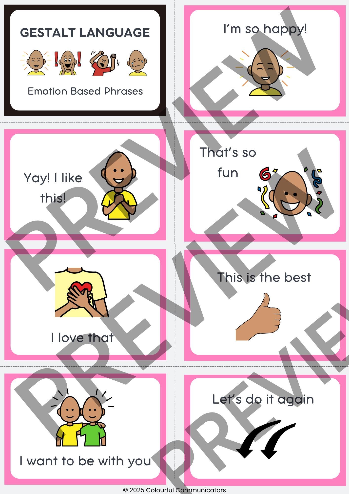 Emotion Phrase Cards: Gestalt Language Processing, AAC + Autism Speech ...