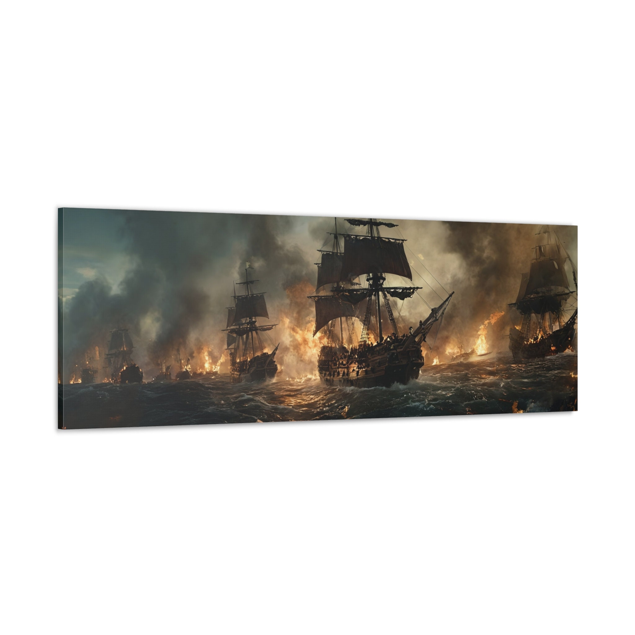 The Battle is Over, Ships Coming Home Across the Flaming Sea, Canvas ...