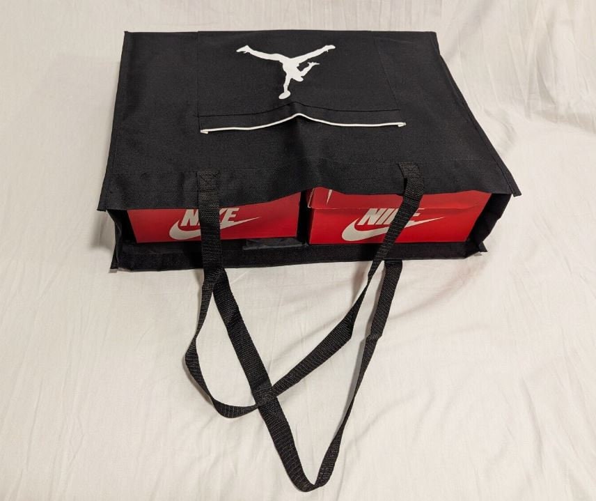 Nike Air Jordan JUMPMAN Shoe Tote Bag 15" X 10" Black Holds 2 Shoe ...