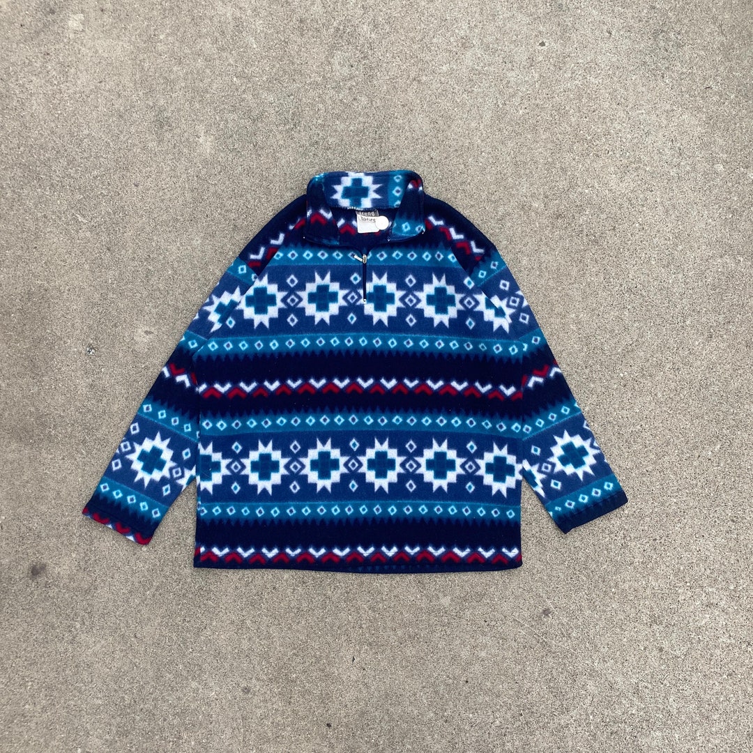 Vintage 90s Aztec Fleece Sweater by Trend Basics - Men's Medium - Etsy