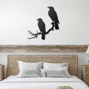 Metal Crow Wall Art - Large Black Metal Wall Decor, Modern Rustic Crow ...