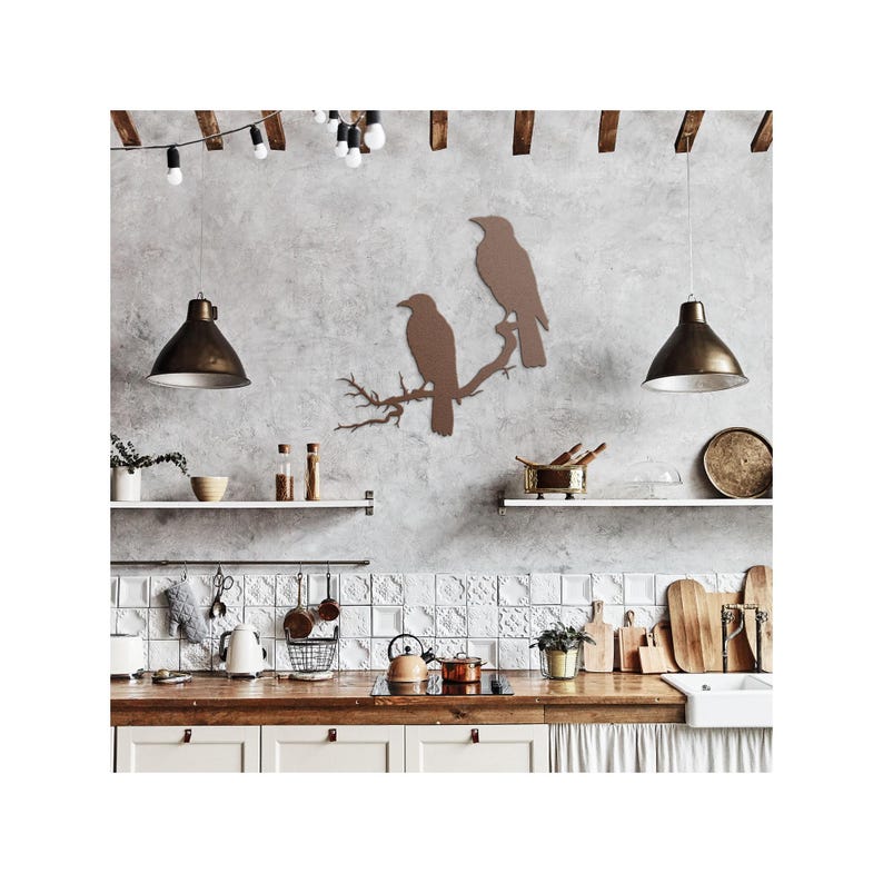 Metal Crow Wall Art - Large Black Metal Wall Decor, Modern Rustic Crow ...