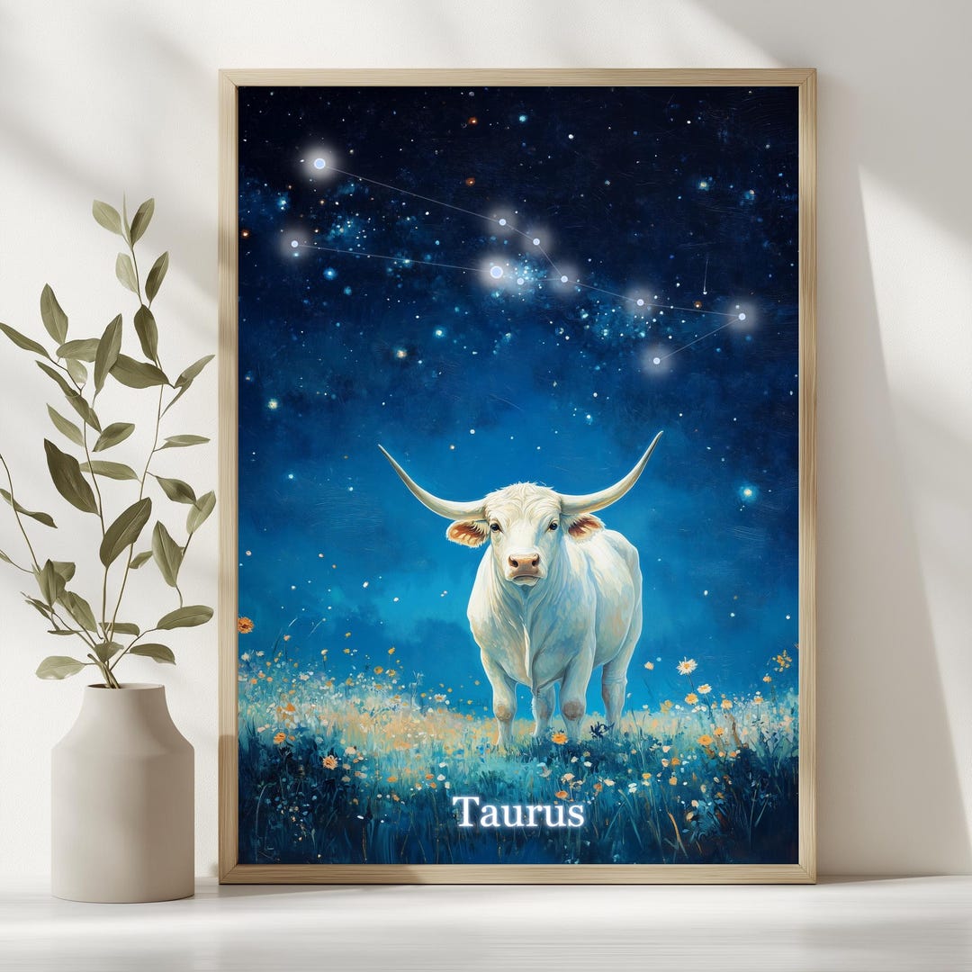 Taurus Zodiac Wall Art Digital Download | Taurus Constellation ...