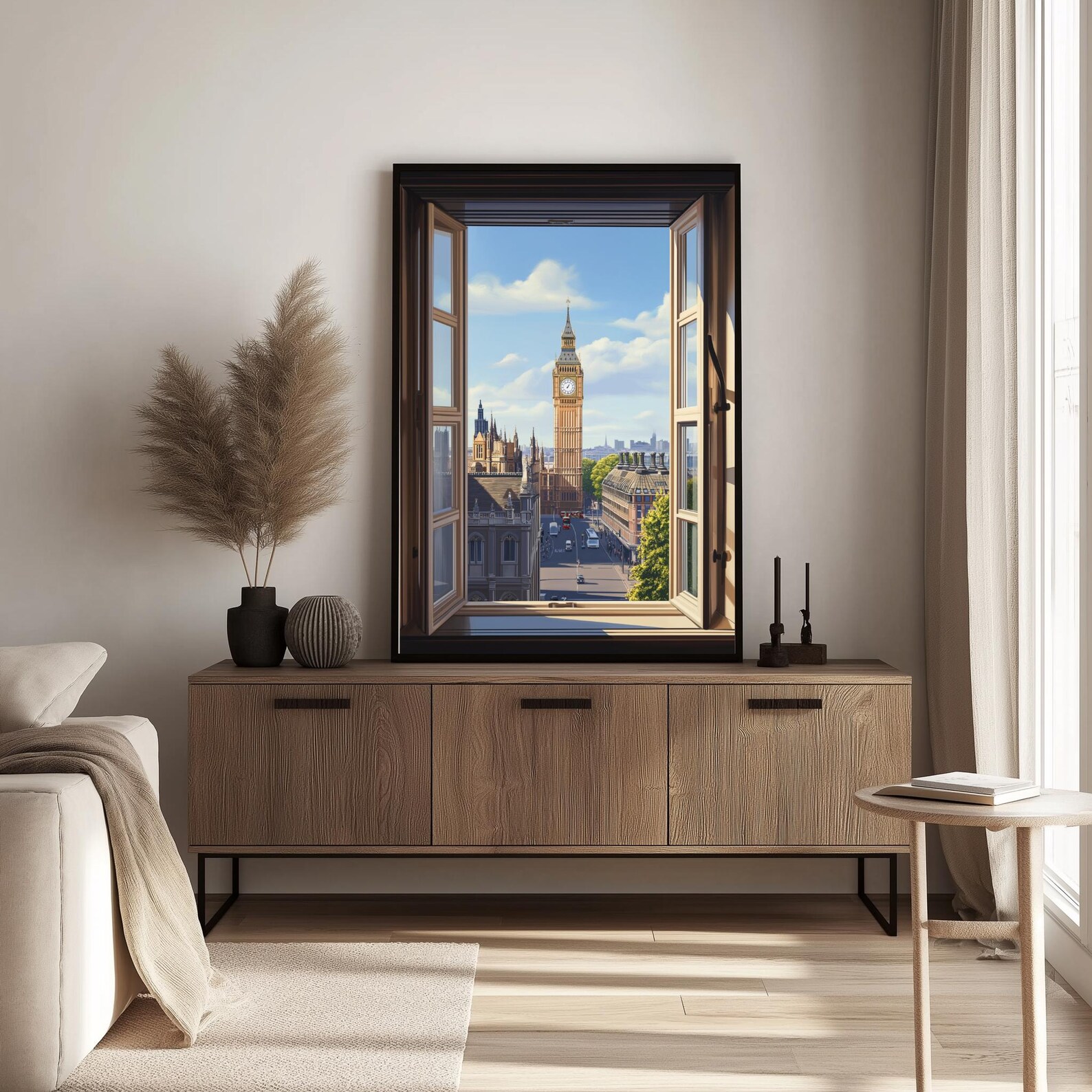London Big Ben Window View Digital Art Print for Wall Decor, European ...
