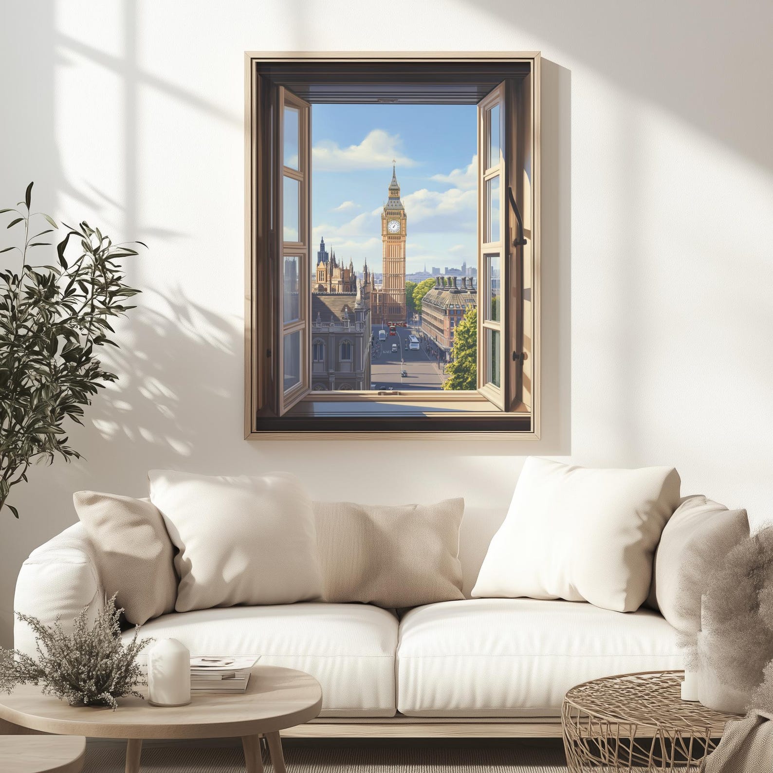 London Big Ben Window View Digital Art Print for Wall Decor, European ...