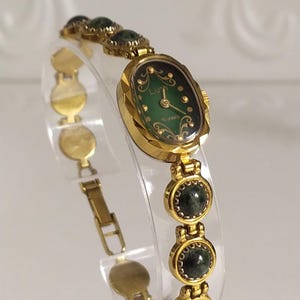 Vintage Ladies Wind up Watch Ray,natural Green Jasper Stone Watch RAY ...