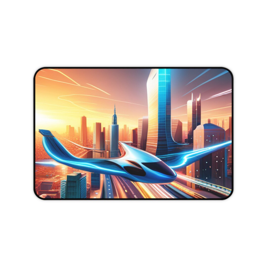 Flying Car Futuristic Desk Mat Giant Mouse Pad Science Fiction Space ...