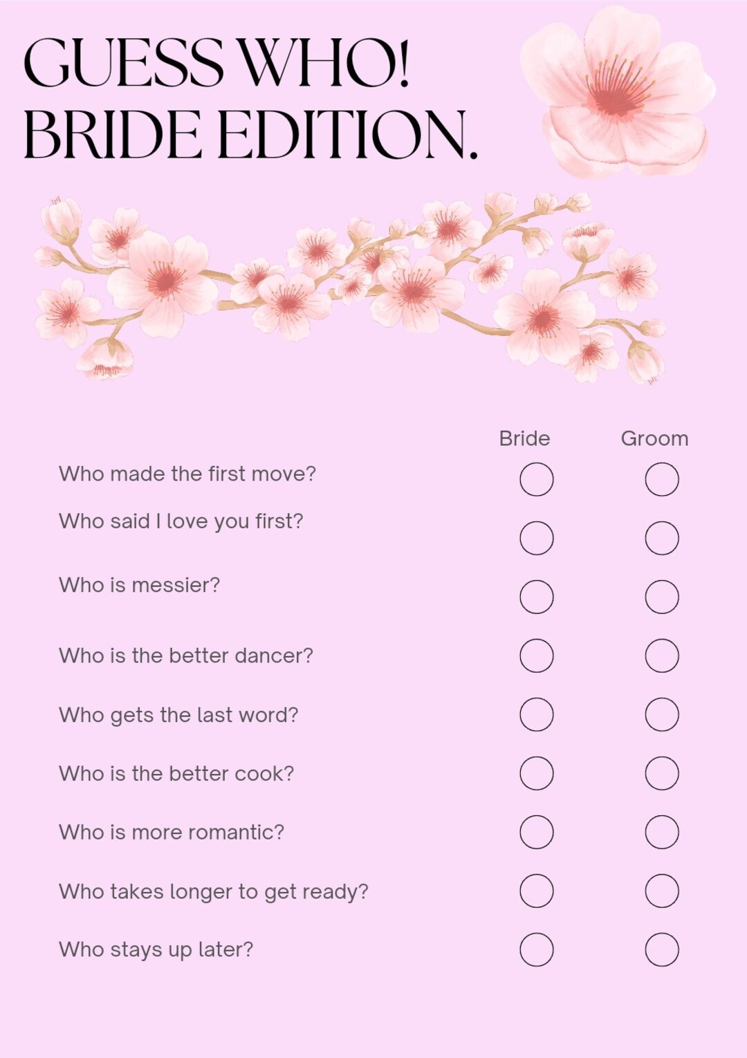 Printable Guess Who Bride Edition - Etsy