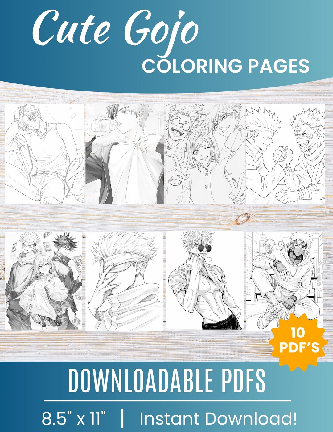 10 Pdfs Gojo Coloring Pages Printable for Adults & Kids | Cute Anime ...