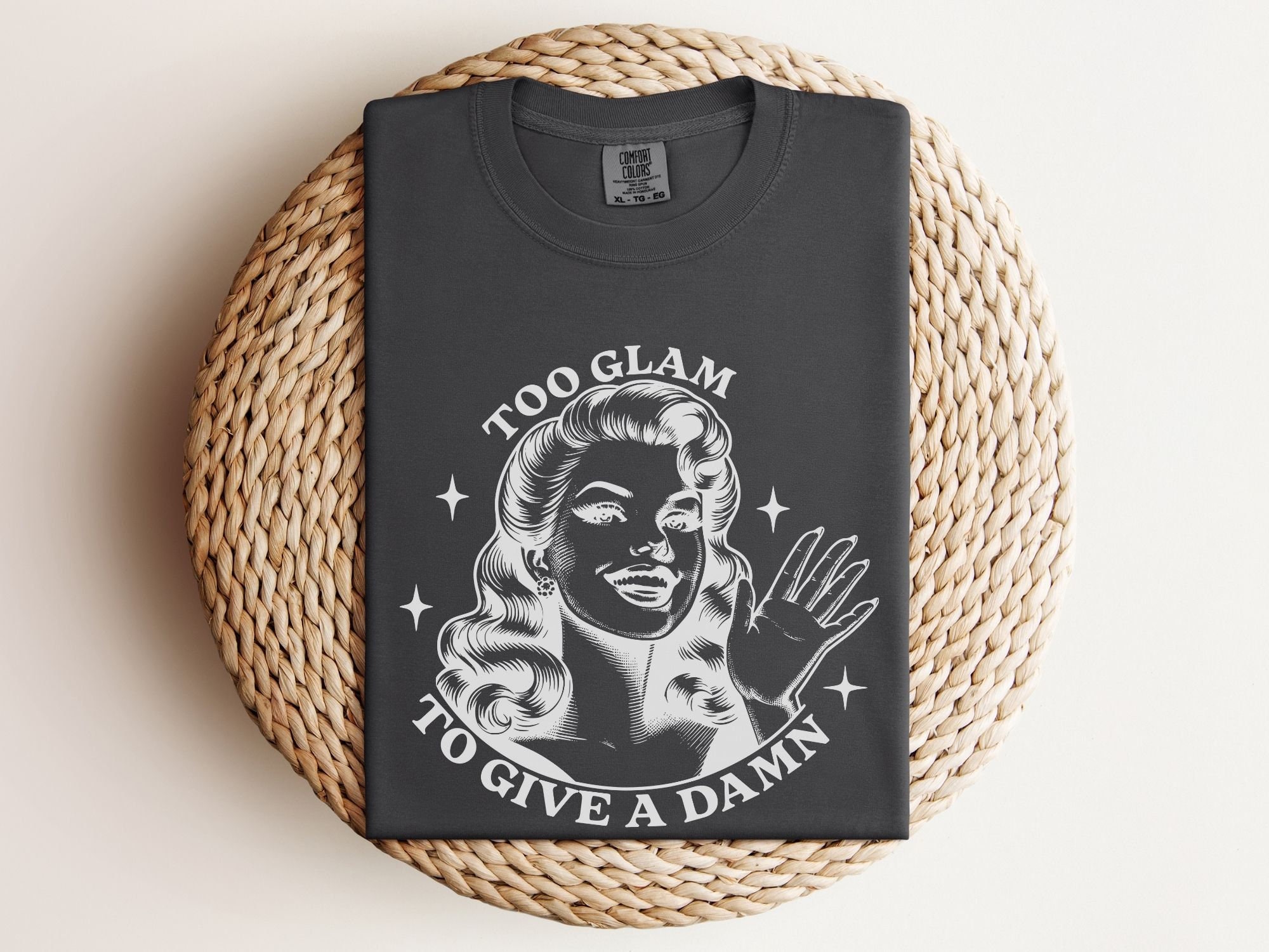 Too Glam to Give A Damn PNG, Retro Vintage Sassy Housewife PNG, Trendy Vintage Retro Funny ...