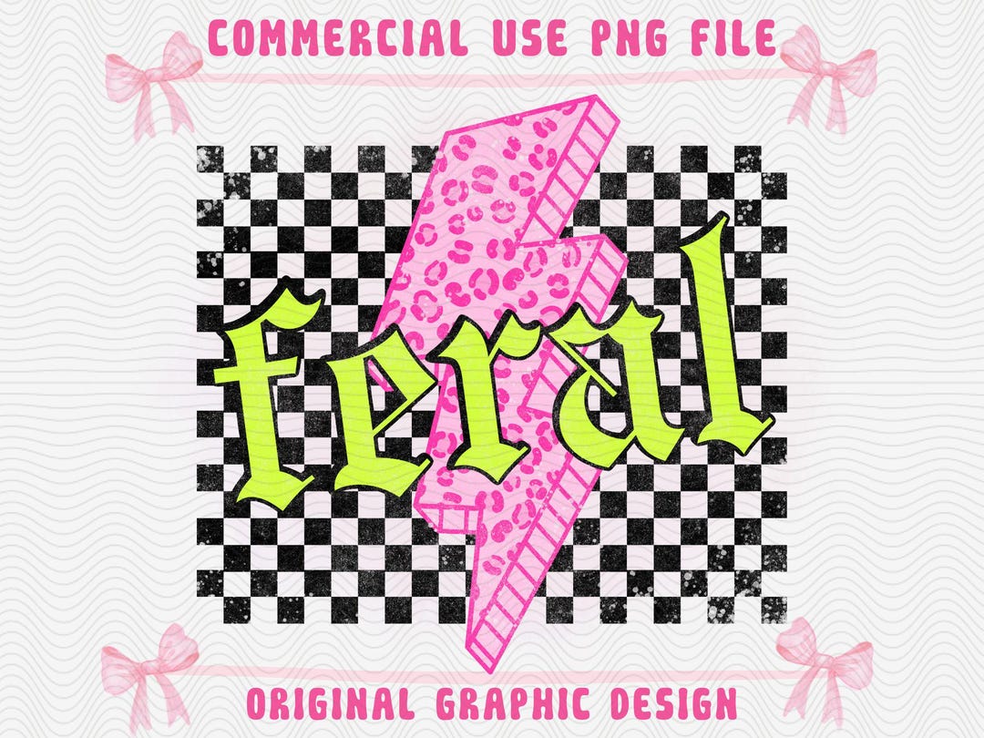 Feral Checkered Lightning Bolt Retro PNG Sarcastic Snarky Png Funny ...