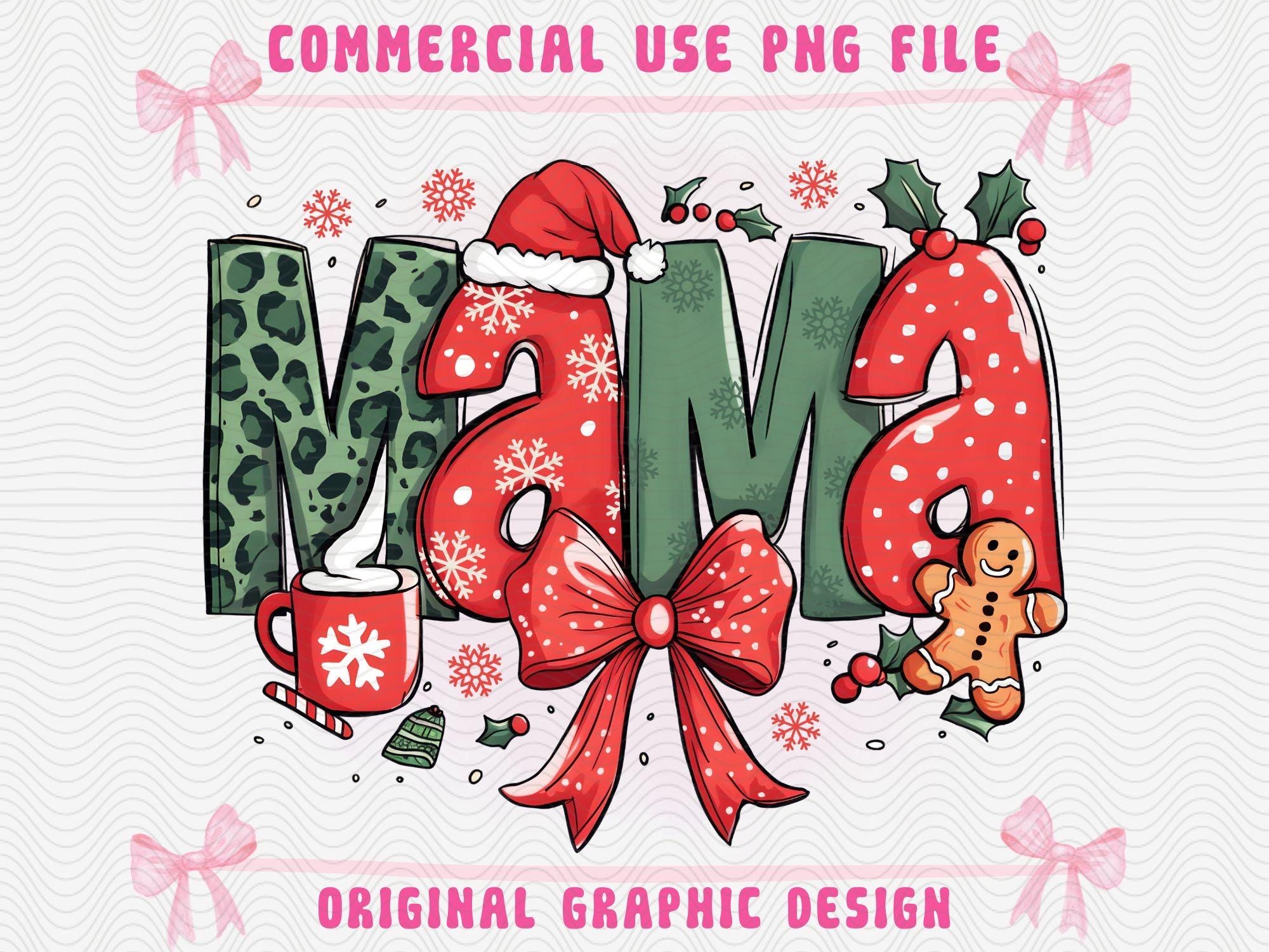 Christmas Mama Coquette Png, Mama Gingerbread Png, Christmas Tree Bow ...