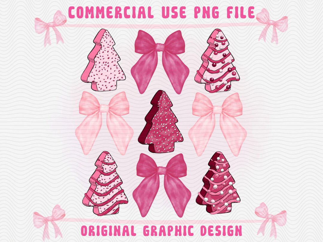 Christmas Tree Snack Coquette Bow PNG ,christmas Tree Cake Snack, Pink ...