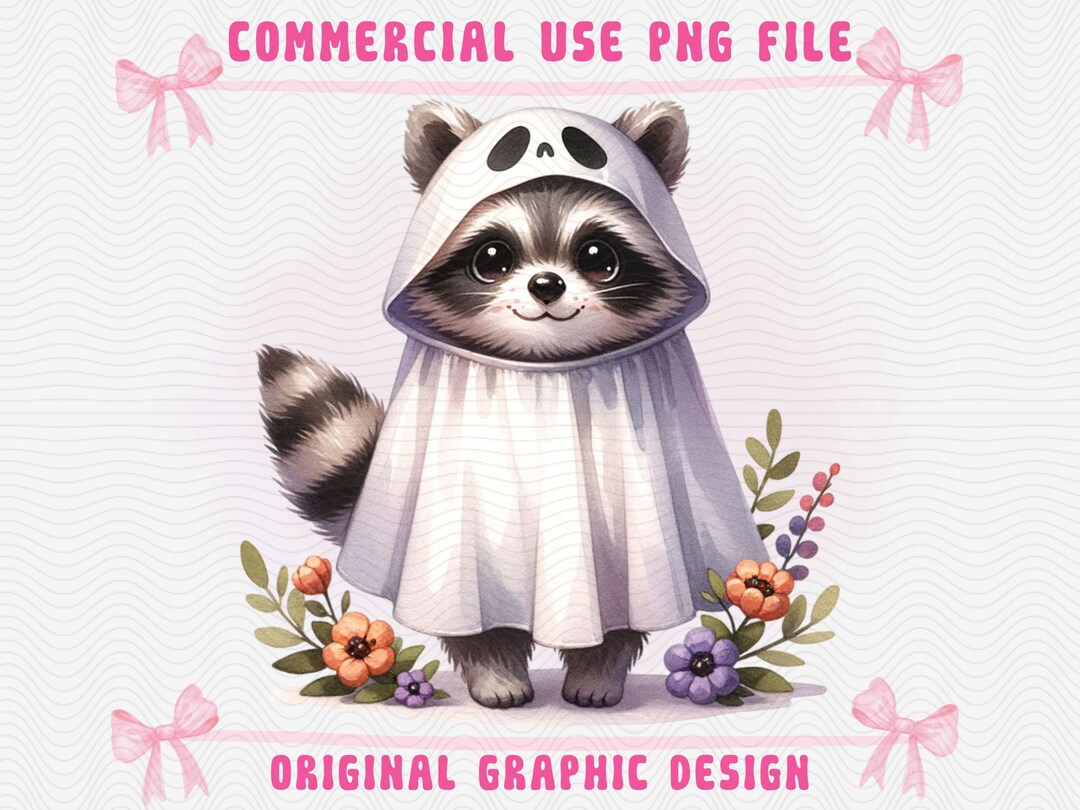 Floral Ghost Raccoon Png, Feral Png, Halloween Png Digital Download ...