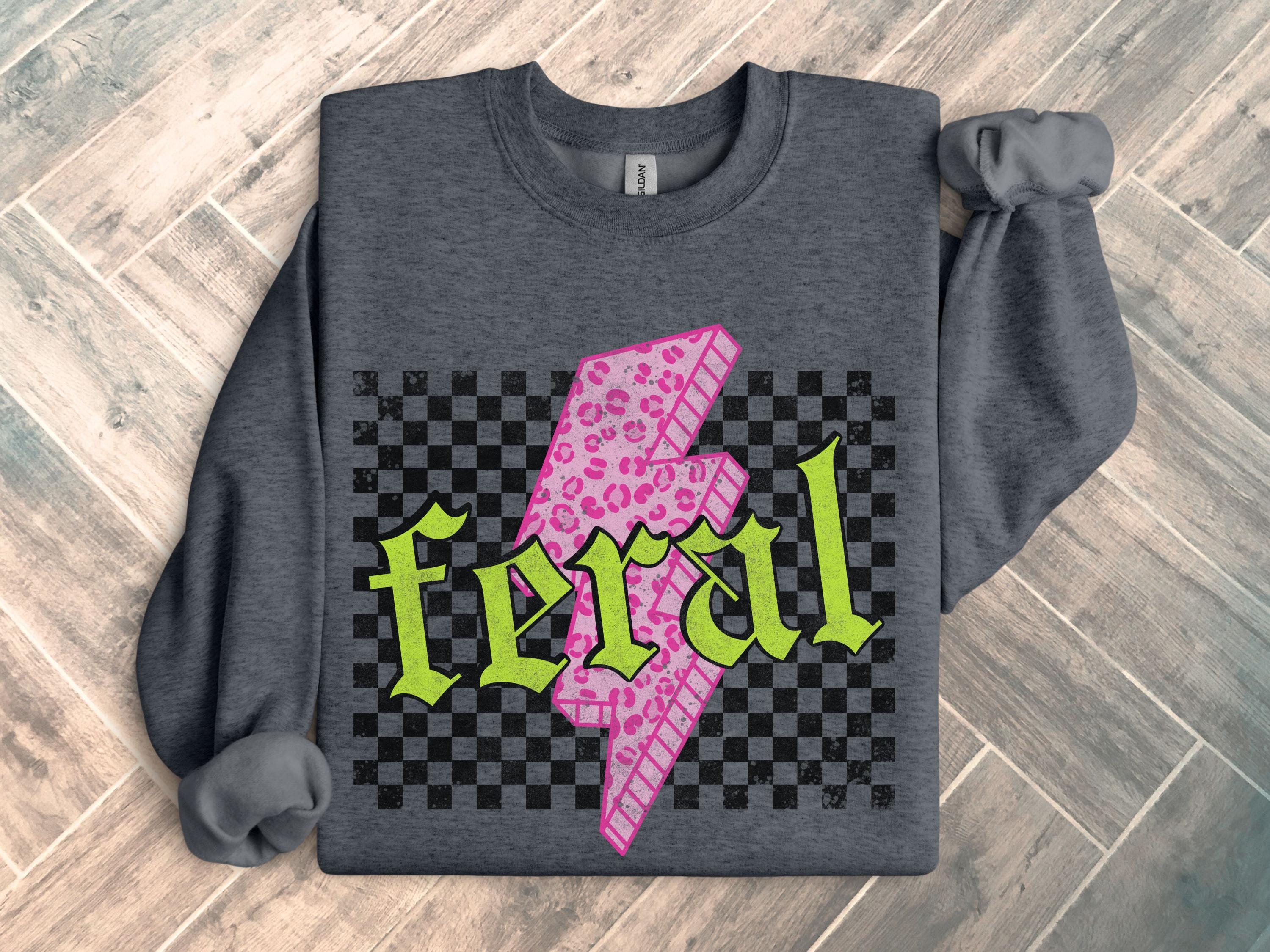 Feral Checkered Lightning Bolt Retro PNG Sarcastic Snarky Png Funny ...