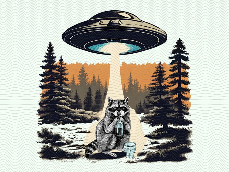 Alien Abduction Funny Raccoon PNG, Raccoons in Space Vintage Animal Png ...