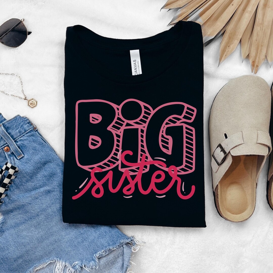 Big Sister Doodle Cursive SVG PNG, Sister Announcement Sublimation Cut ...