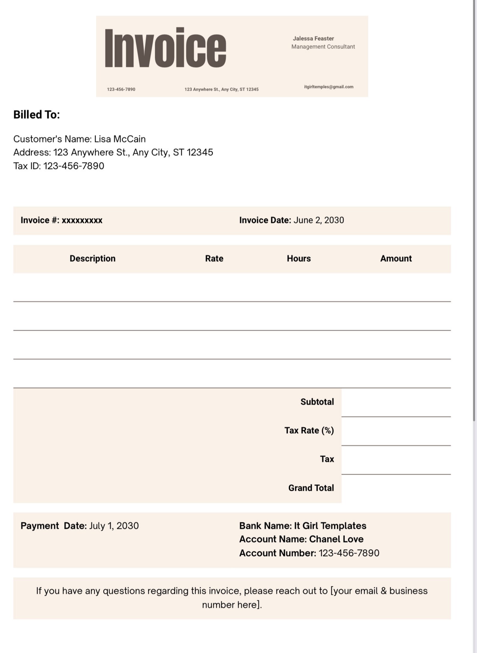 Printable Digital Business Invoice Template, PDF, Word, Docs,invoice ...