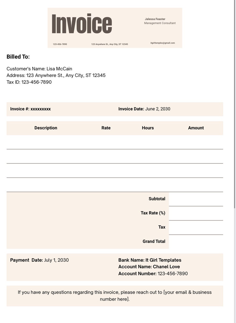 Printable Digital Business Invoice Template, PDF, Word, Docs,invoice ...