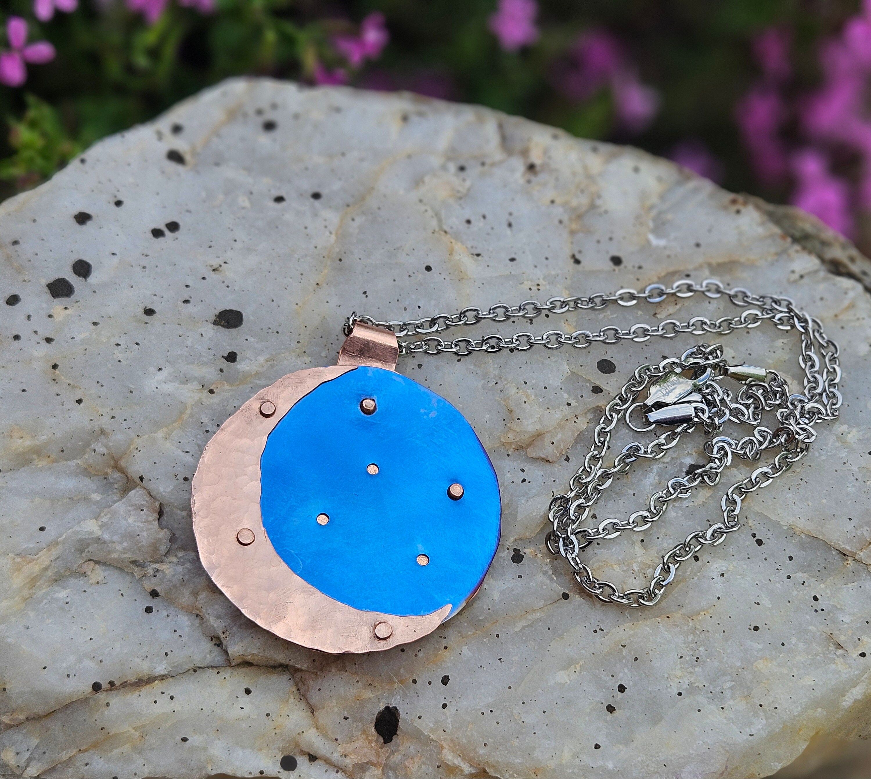 Moon and Stars Pendant Neckless - Etsy