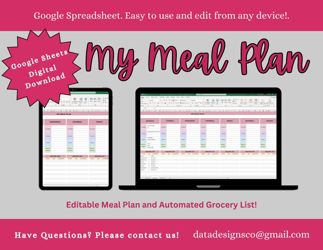 Weekly Meal Planner, Digital Meal Plan, Family Meal Plan, Meal ...