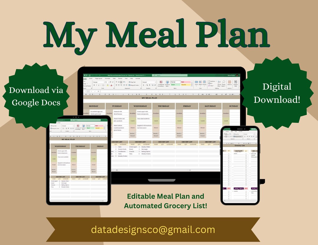Weekly Meal Planner, Digital Meal Plan, Family Meal Plan, Meal ...