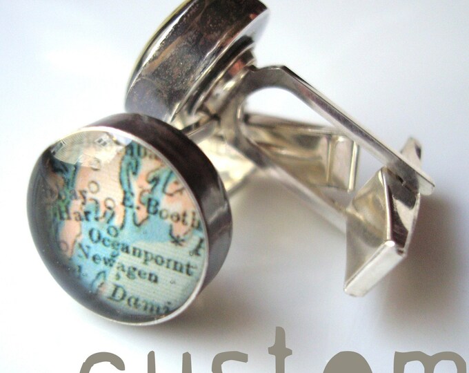 Vintage Map Custom Sterling Cufflinks - Etsy