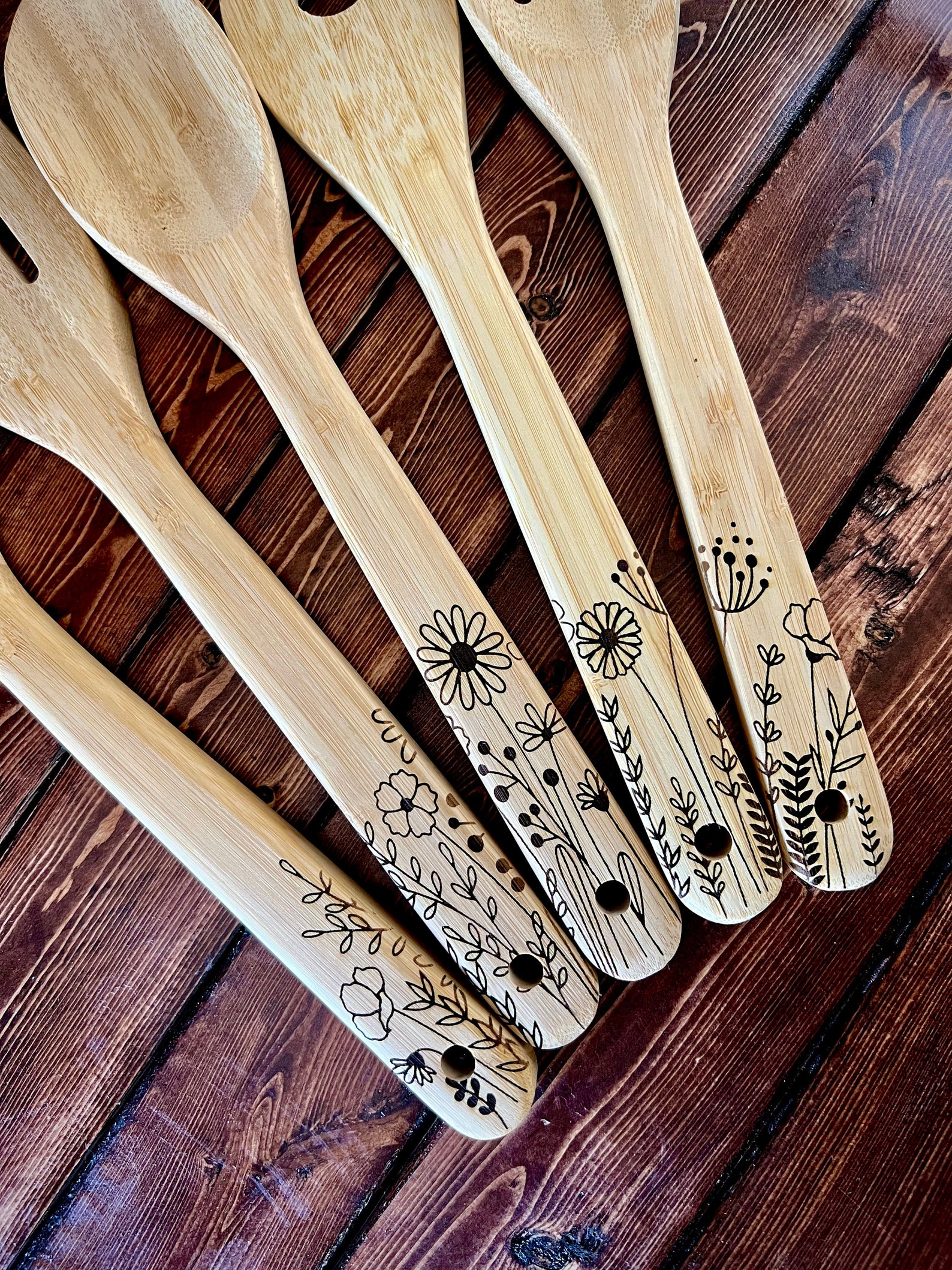 Wooden Cooking Utensil Set - Laser Engraved Cooking Utensils - Custom ...