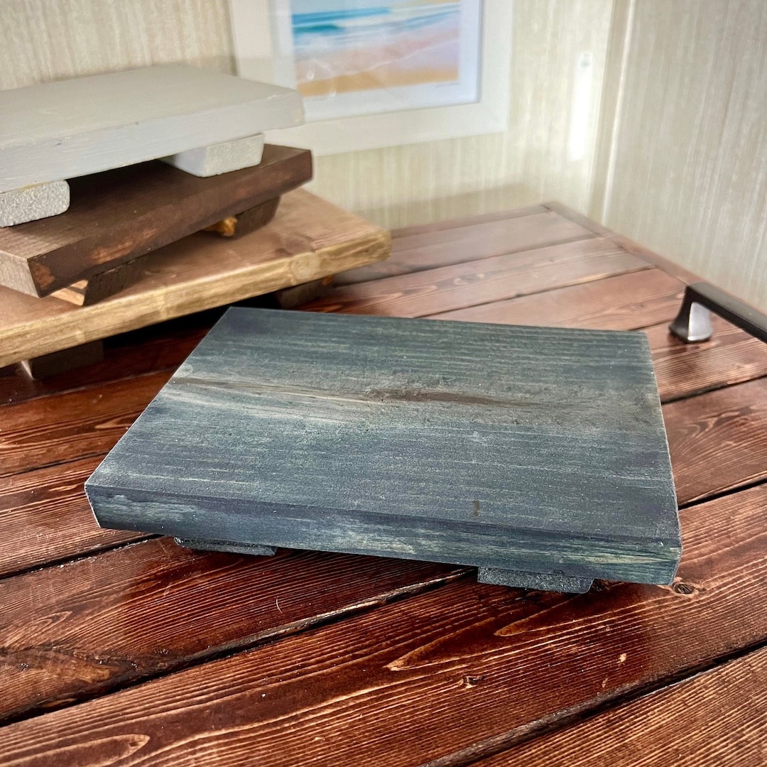 Midnight Blue Wood Table Riser - Table Riser - Wood Pedestal - Rustic ...