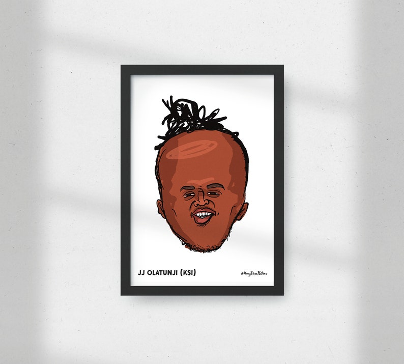 KSI Caricature Poster - Cartoon Digital Illustration JJ Print, Sidemen ...