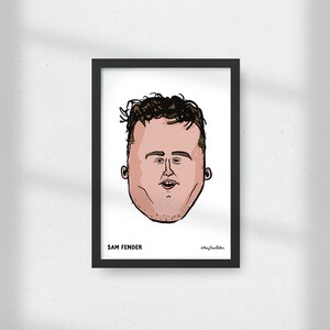 Sam Fender Caricature Poster Cartoon Digital Illustration Print A4 A3 ...