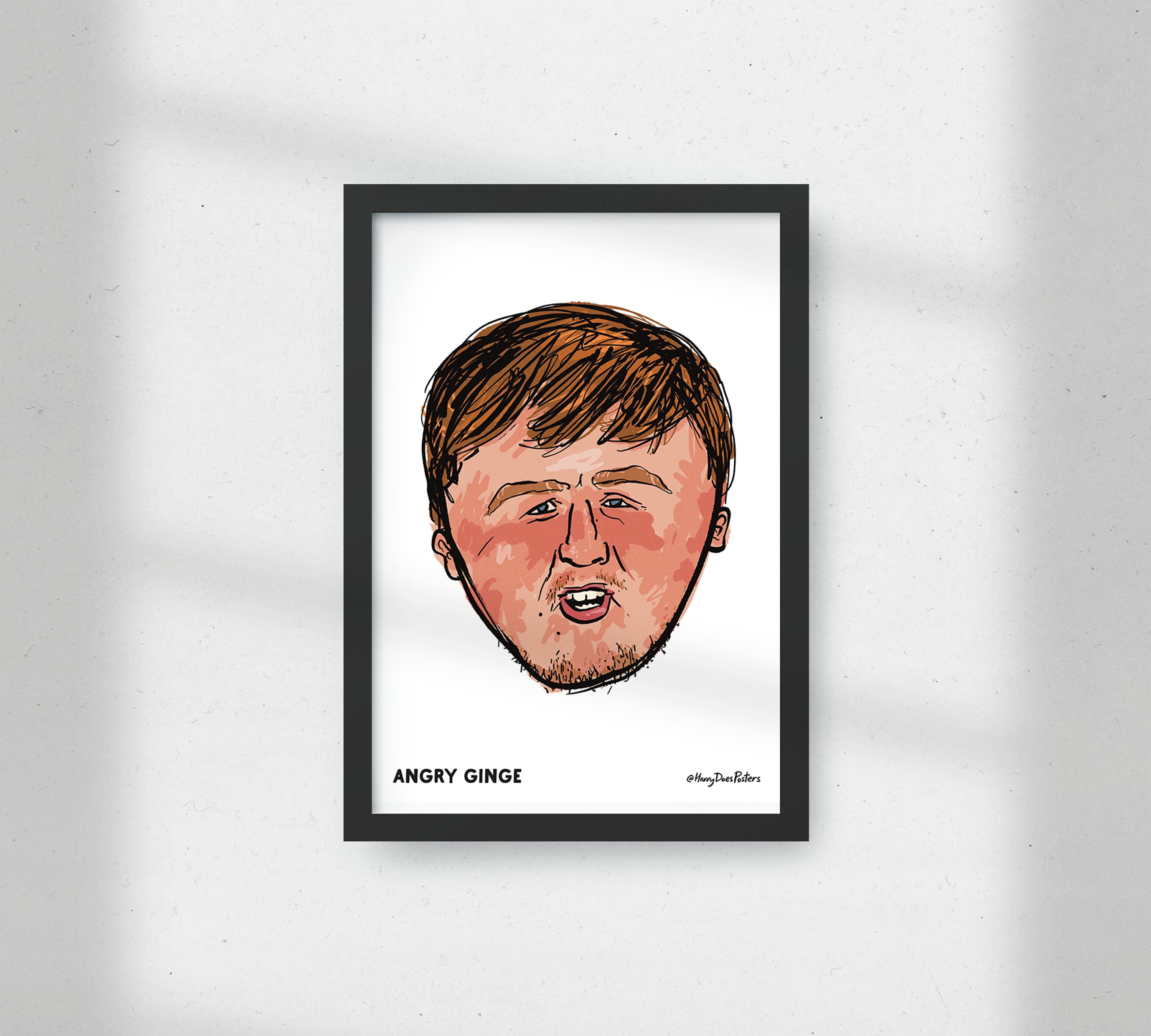 Angry Ginge Caricature Poster Cartoon Digital Illustration Print, Girth ...