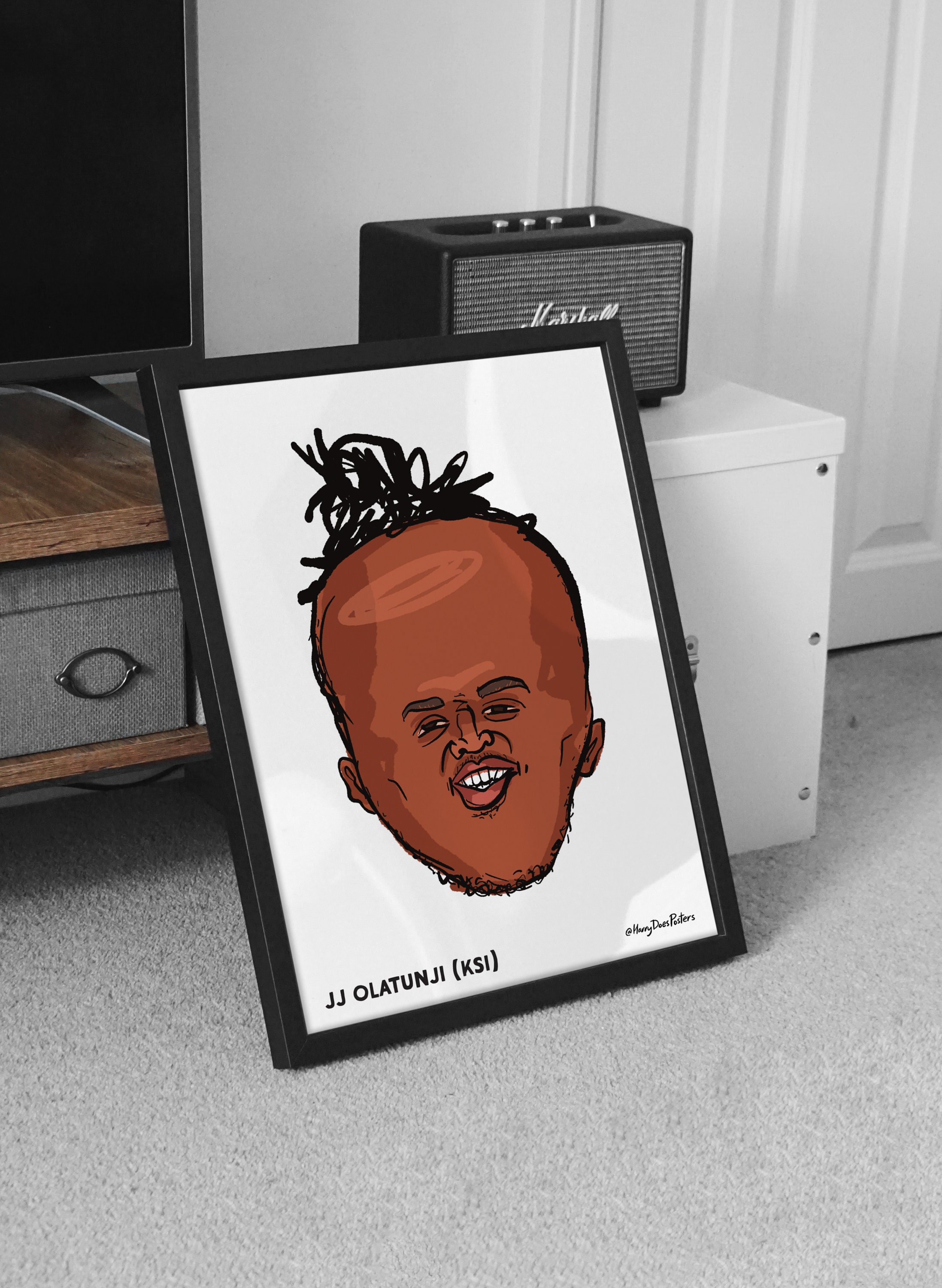 KSI Caricature Poster - Cartoon Digital Illustration JJ Print, Sidemen ...