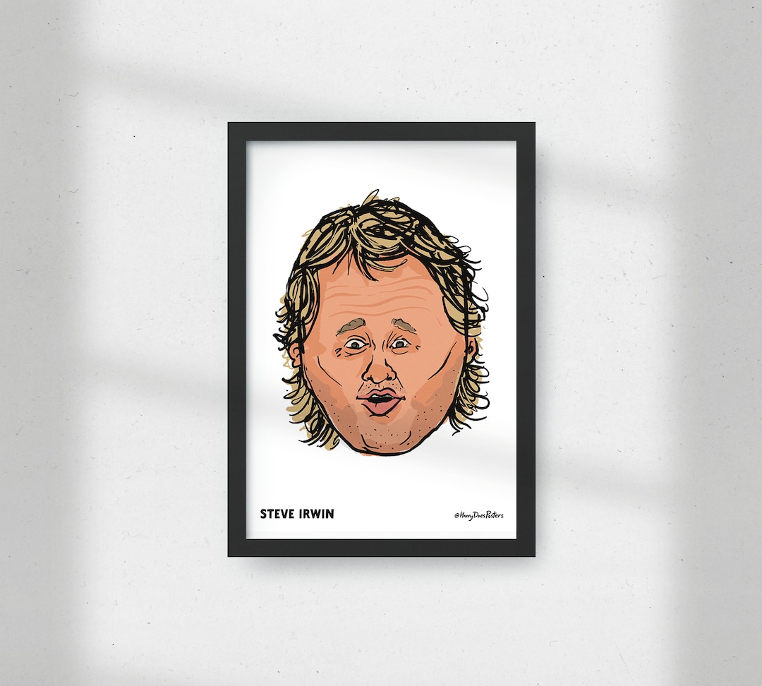 Steve Irwin Caricature Poster Cartoon Digital Illustration Print Animal ...