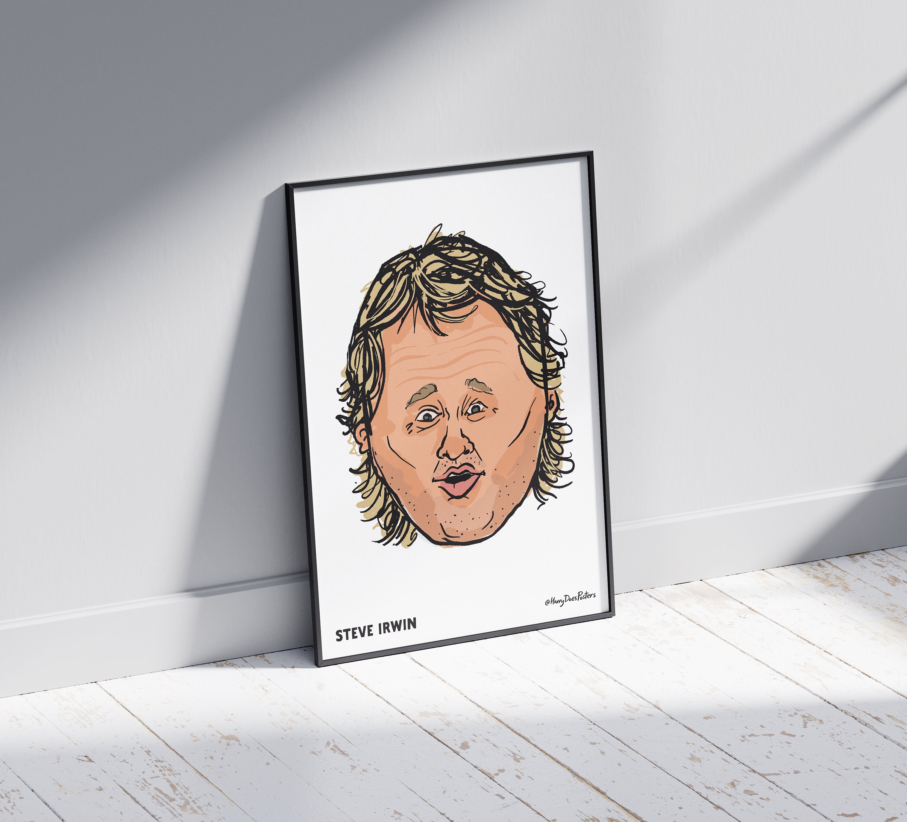 Steve Irwin Caricature Poster Cartoon Digital Illustration Print Animal ...