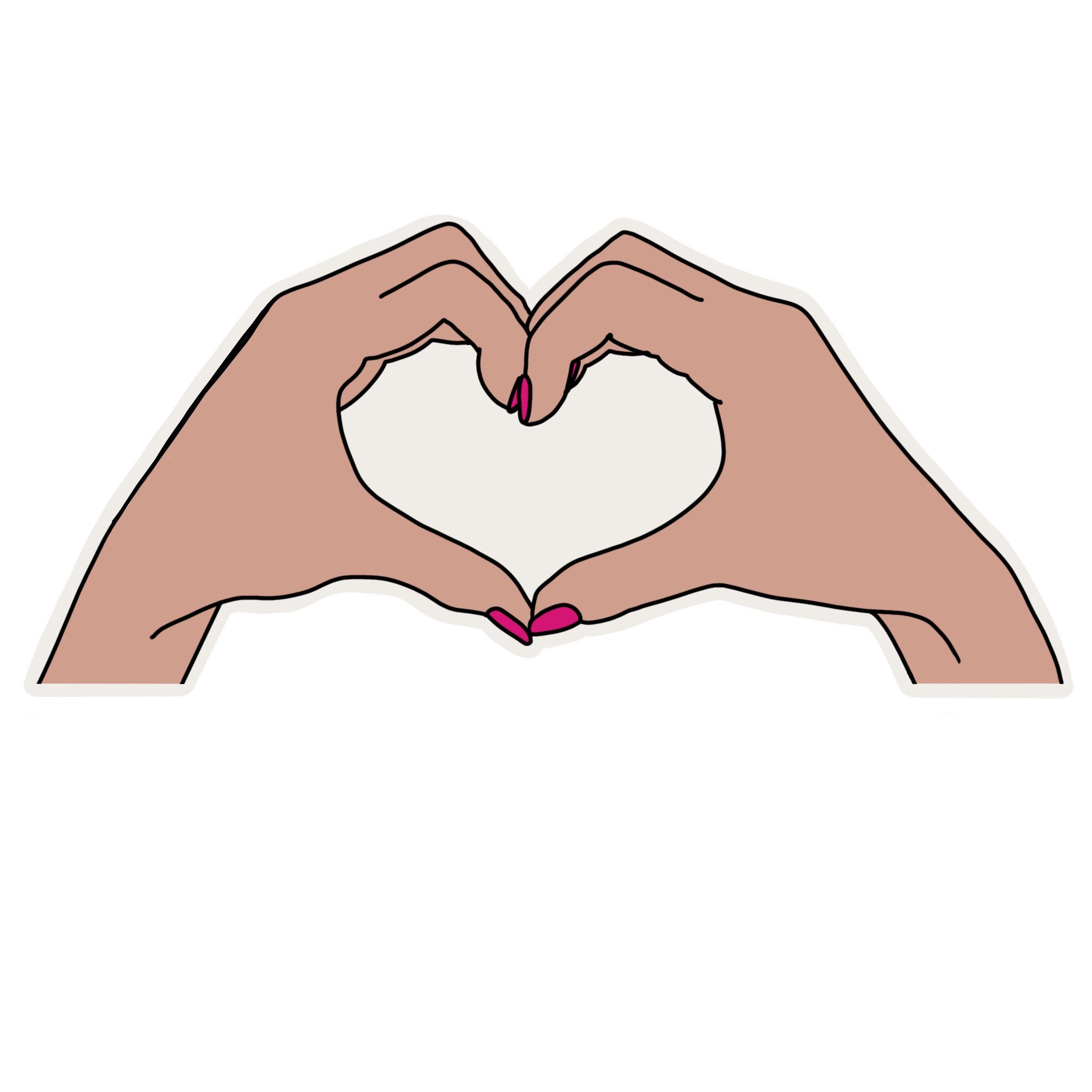 Heart Hands Glossy Sticker Hand Heart Sticker Etsy