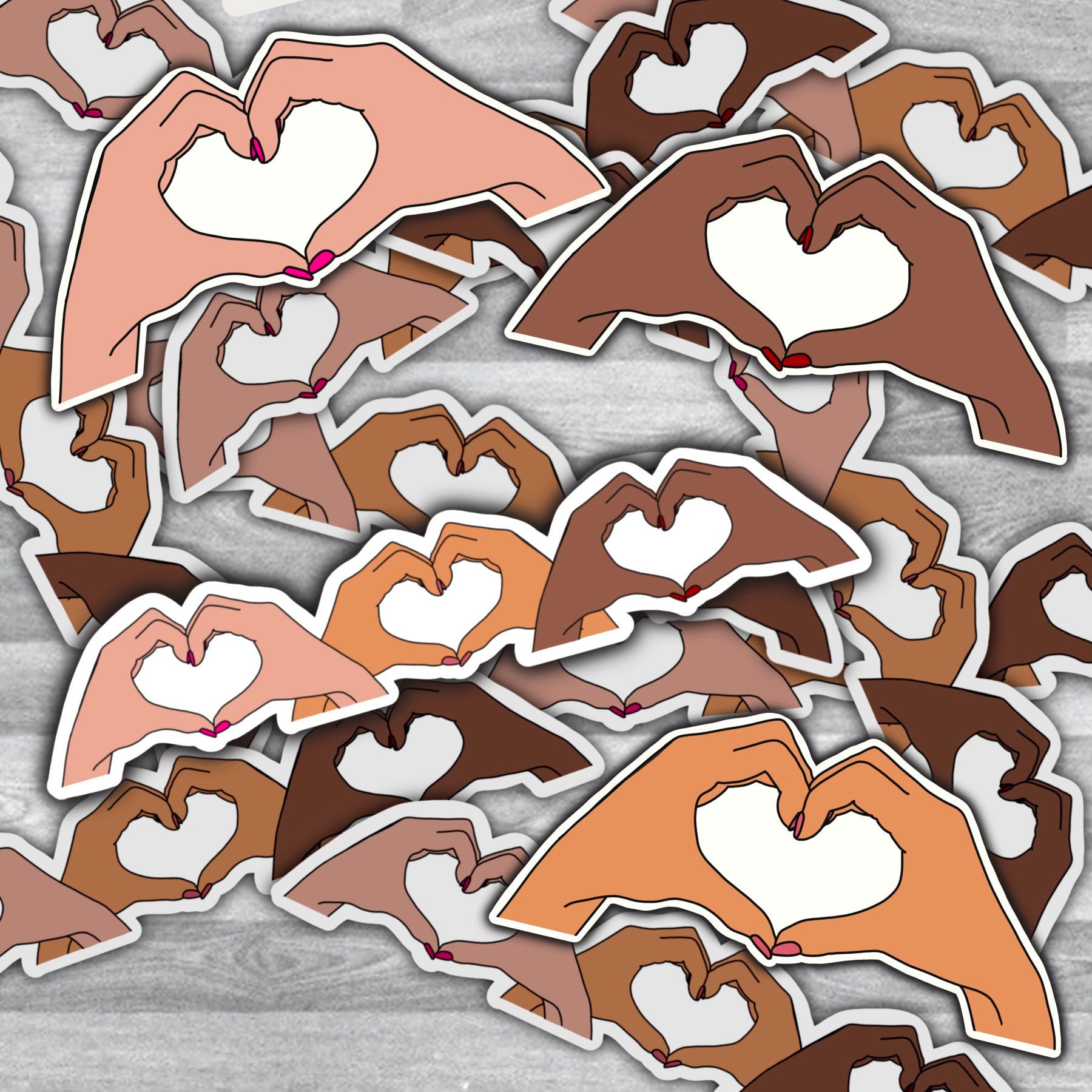 Heart Hands Glossy Sticker, Hand Heart Sticker - Etsy